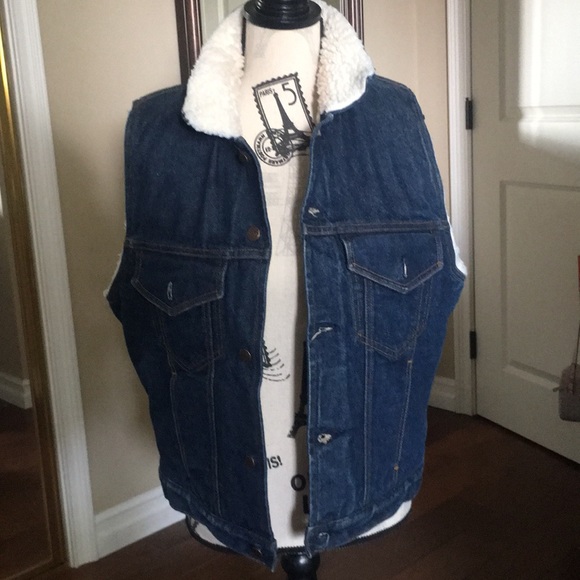 Sundance | Jackets & Coats | Sundance Denim And Sheepskin Type Vest ...